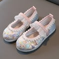 AUDeals Girls Mary Jane Flats - Embroidered Cloth Flats with Pearl Trim ...