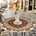 Boho Leaf Round Tablecloth for 45-54 Inch Tables,Fitted Table Cover ...