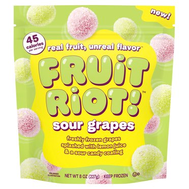 Fruit Riot Sour Candy Mixed Grapes, Made with Real Fruit, 8oz, Gluten ...
