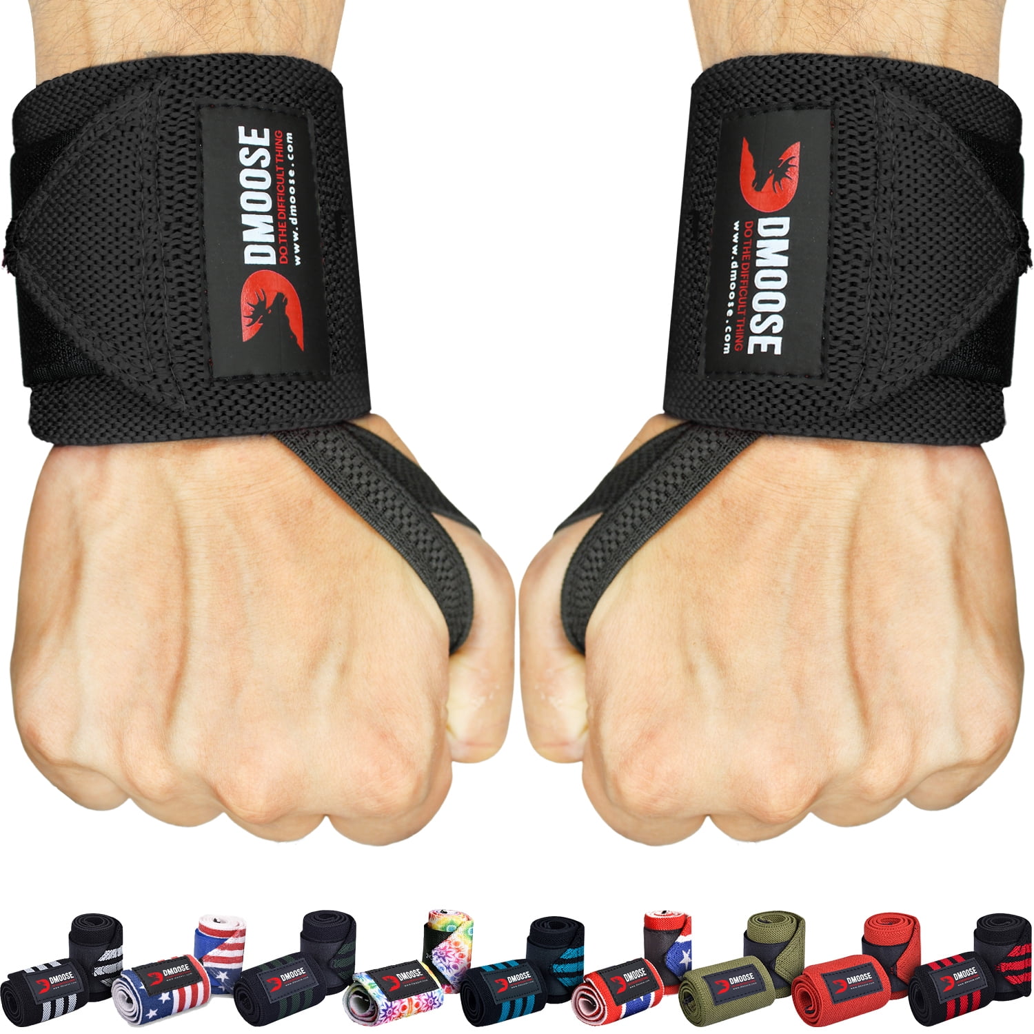 DMoose Fitness Wrist Wraps for Weightlifting, Thumb Loops with Wrist ...