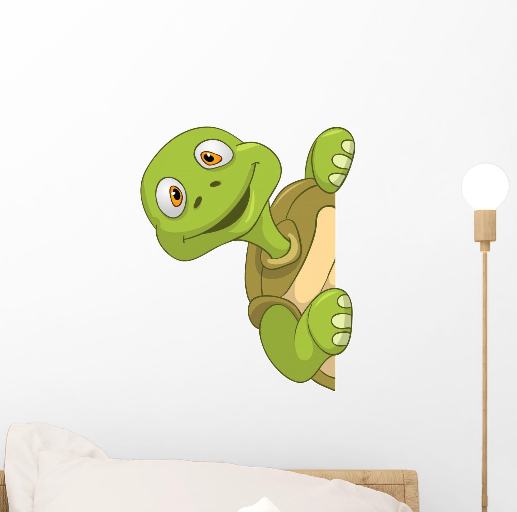 Funny Turtle Wall Decal Mural by Wallmonkeys Peel and Stick Graphic (12 ...