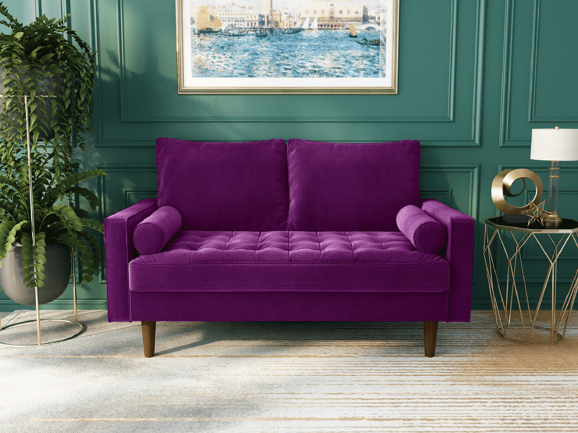 Koby Home Sectional Loveseat Couch Sofa Mid-Century 58" Sofas Couches ...