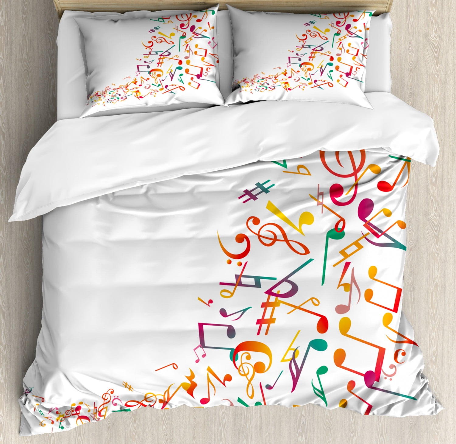 Music Note Duvet Cover Set Queen Size, Illustration of Random Flow of ...