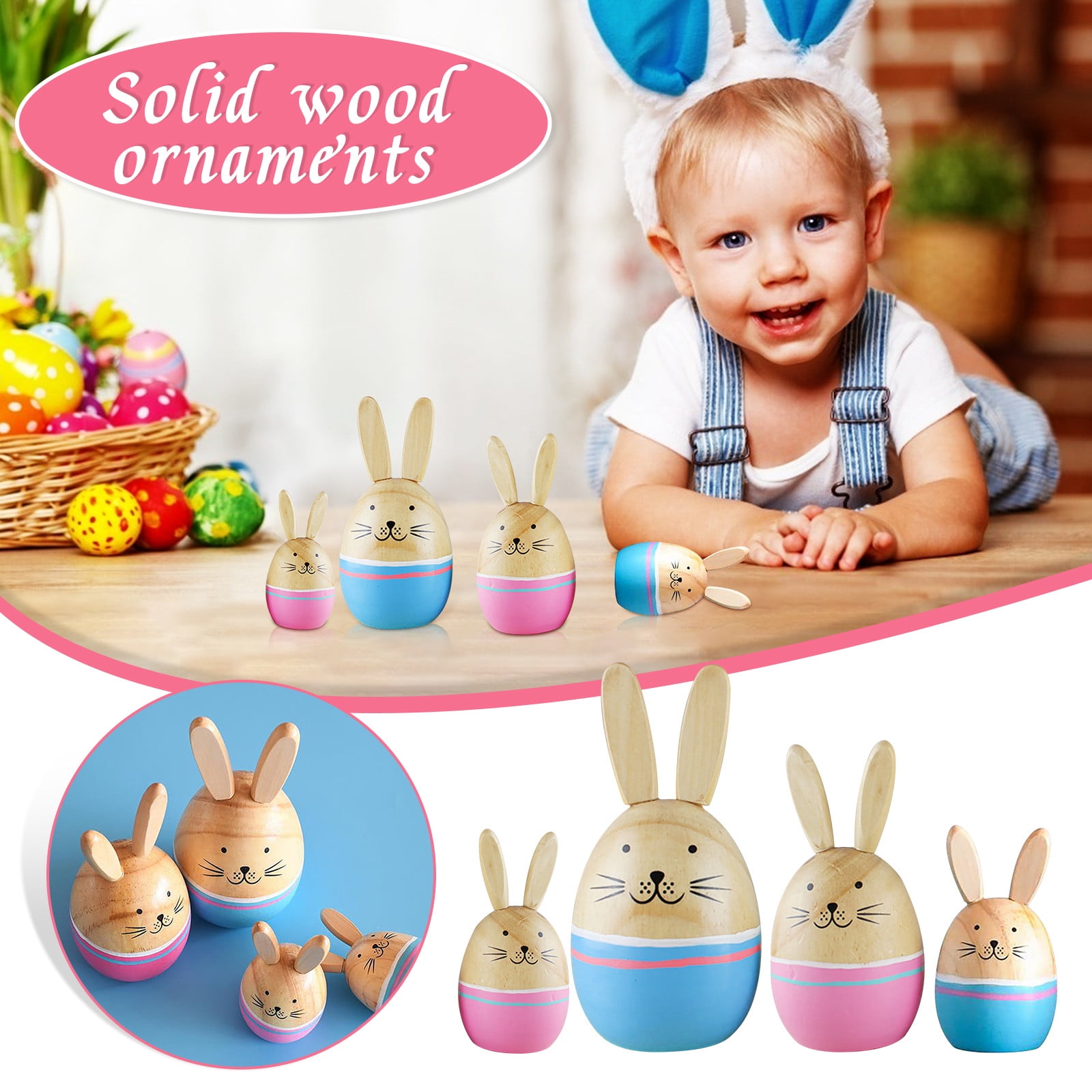 Easter Wooden Crafts For A Family Of Four Rabbit Parent Child Set easter-wooden-crafts-for-a-family-of-four-rabbit-parent-child-set