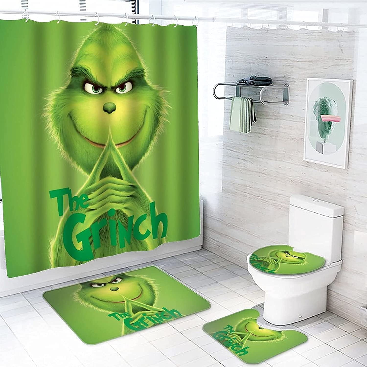 Click here for Eayy The Stole Christmas 4 Piece Shower Curtain Se... prices