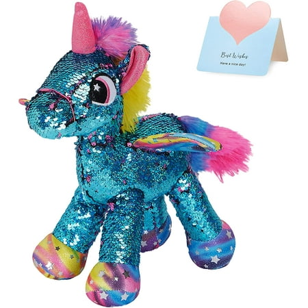 Flip Sequin Unicorn Stuffed Animal Plush Toy with Reversible Glitter ...