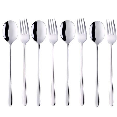 4 Sets Table Spoon Forks 8-Piece Stainless Steel Soup Spoons Dinner ...