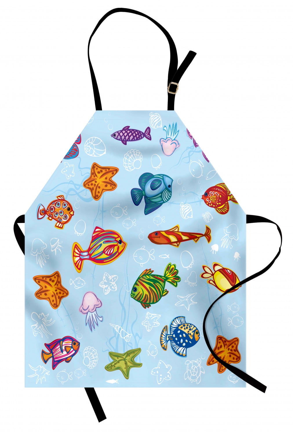 Ocean Apron Types of Fish in Deep Sea Navy Nautical Life Seahorse ...