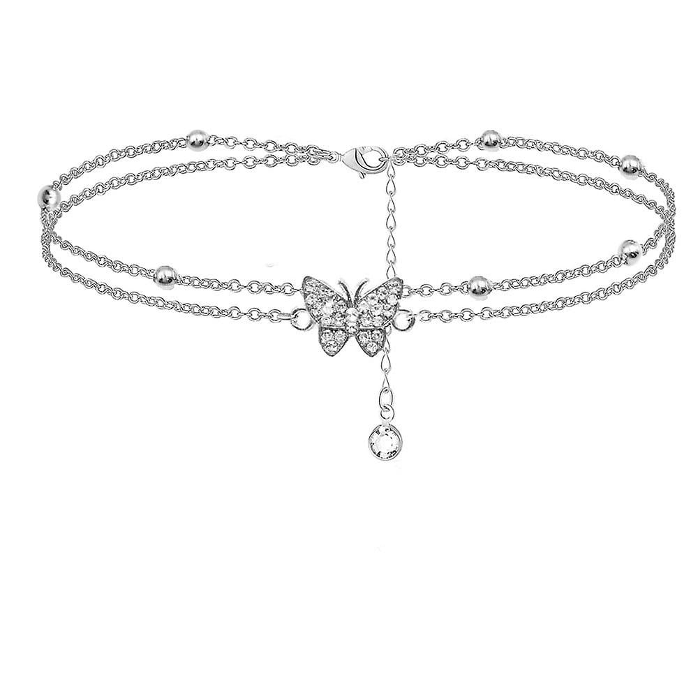 Click here for Unbranded 14k Butterfly Silver Anklets For Women -... prices