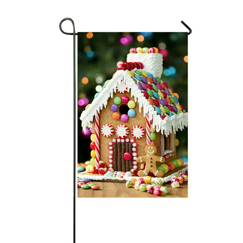 ABPHQTO Gingerbread House Home Outdoor Garden Flag House Banner Size ...