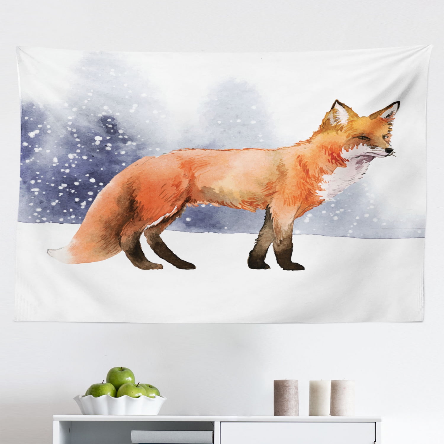 Fox Tapestry, Continuous Pattern with Creative Leafy Branches and ...