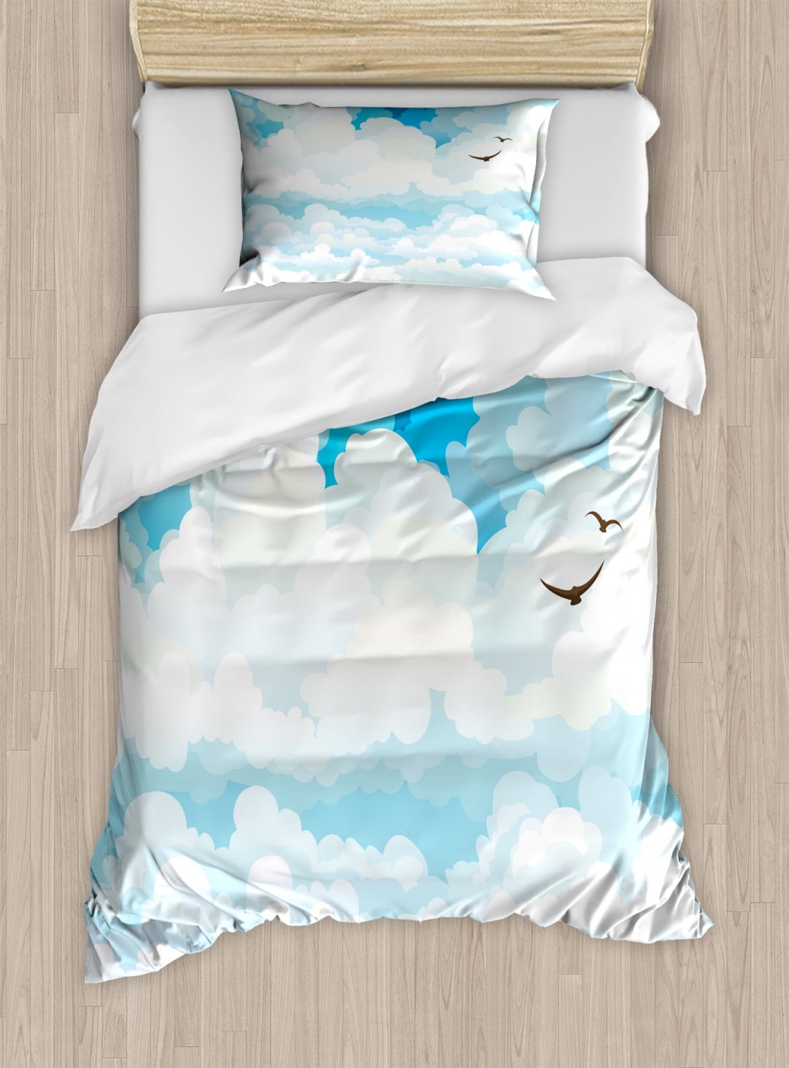 Cloud Twin Size Duvet Cover Set, Group of Cumulus Clouds on a Blue Sky ...