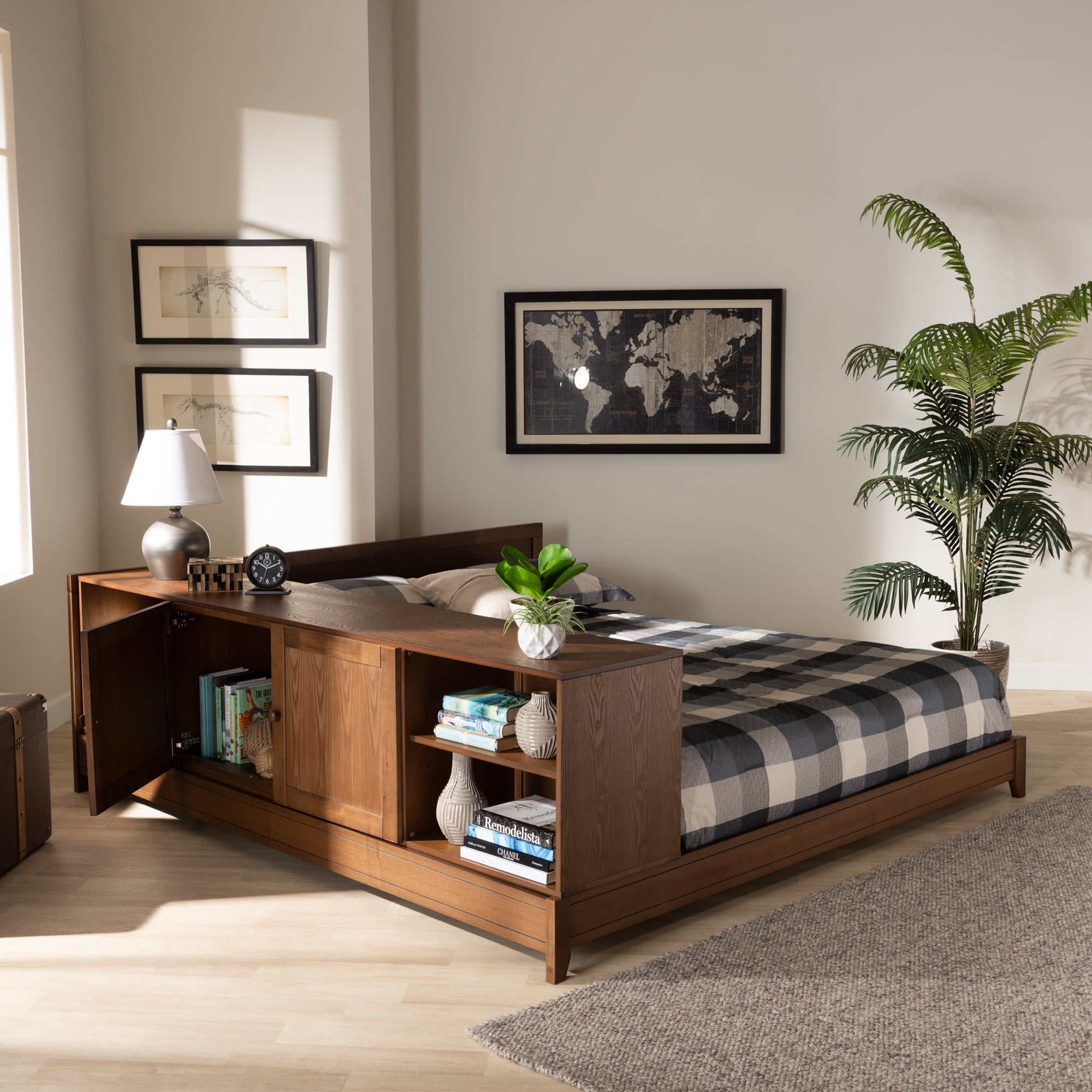 Baxton Studio Kaori Modern and Contemporary Transitional Walnut Brown ...