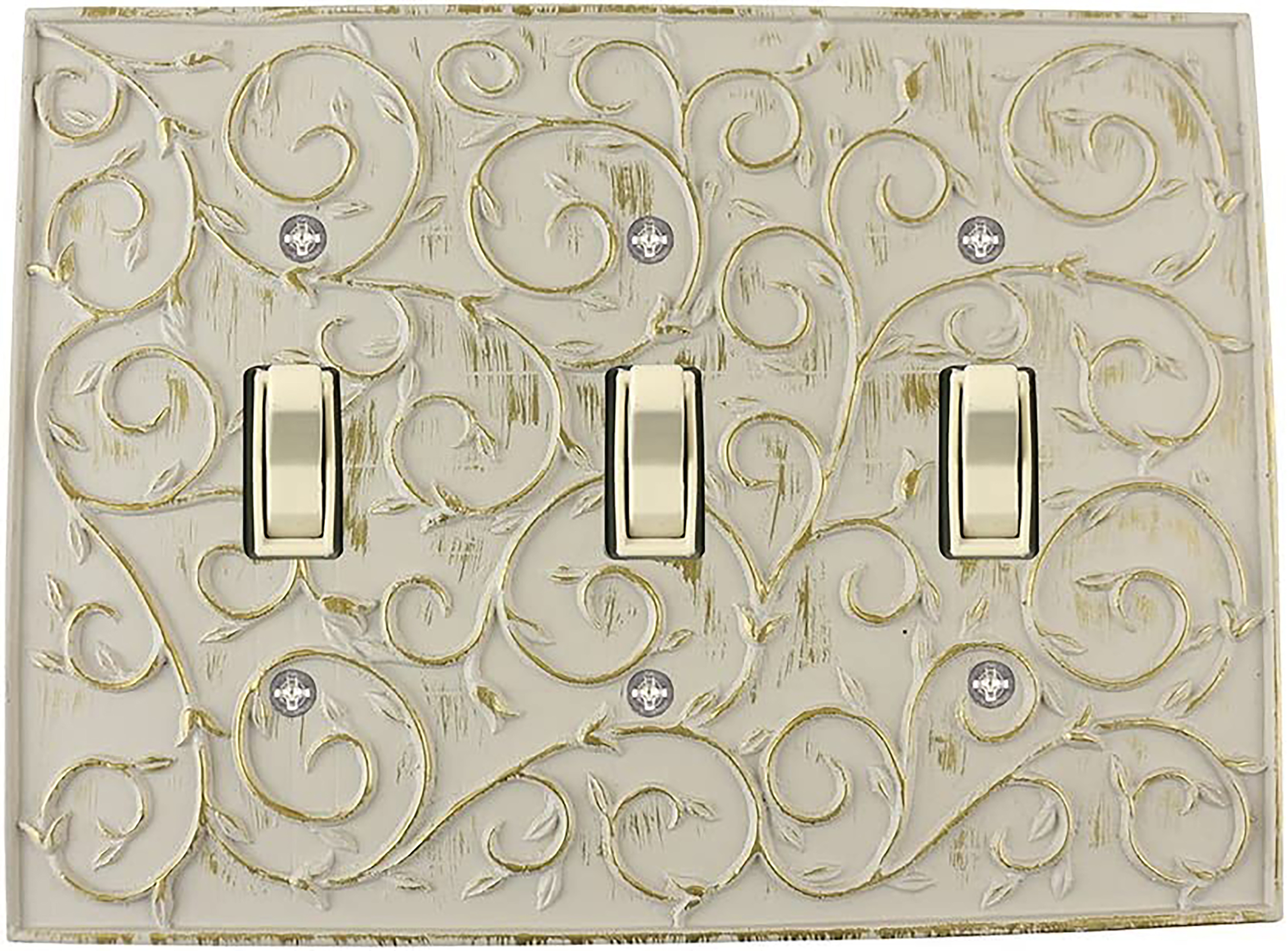 Meriville French Scroll 3 Toggle Wallplate, Triple Switch Electrical ...