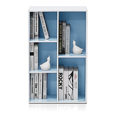 Furinno 7-Cube Open Shelf Bookcase, Shelving Unit, Reversible, White ...