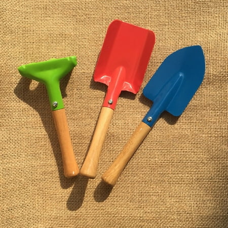 3-Piece Metal Garden Tools Set with Wooden Children Mini Handle Mini ...