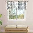 Black Leaf Striped Semi Sheer Valance Curtains, Summer Botanical ...