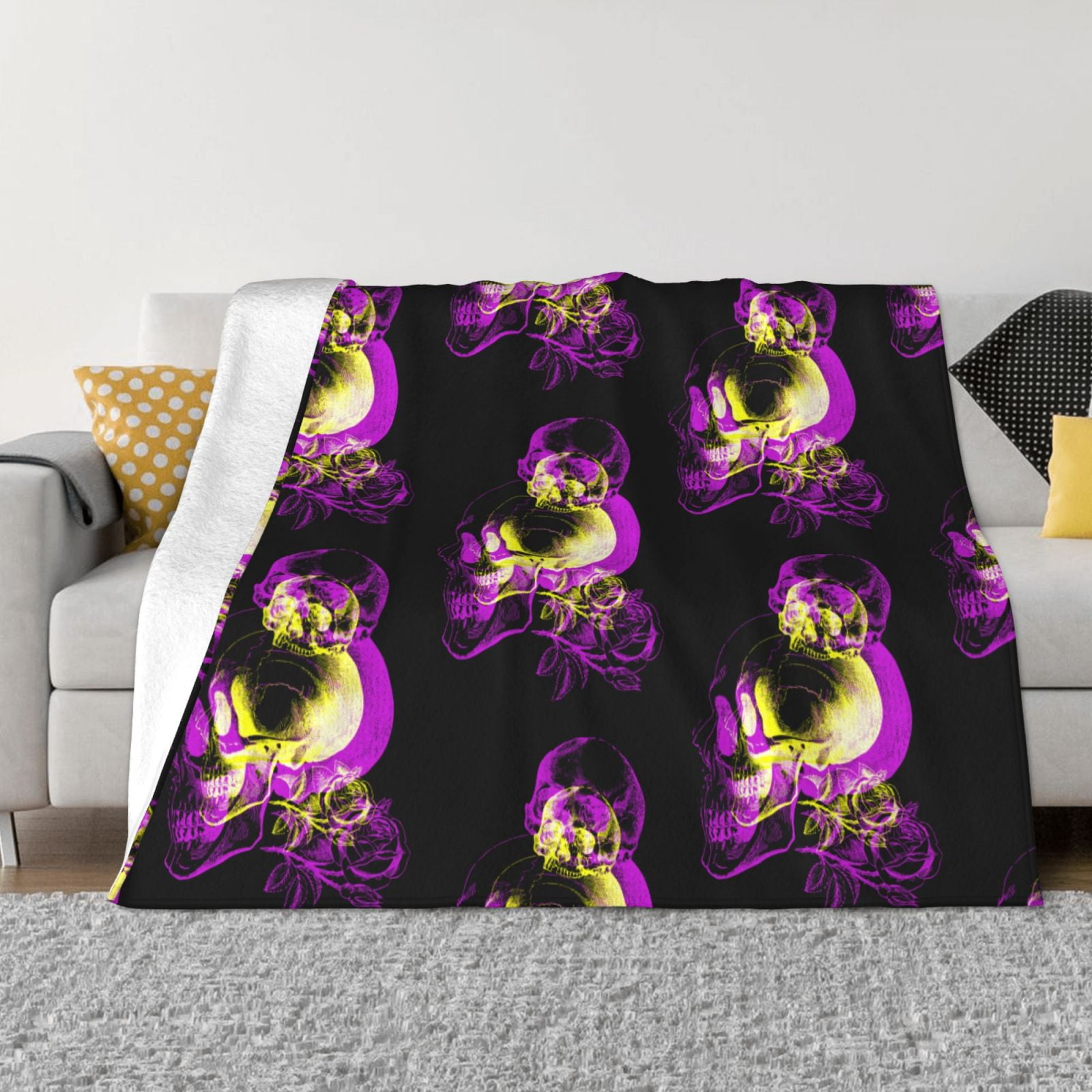 XMXT Throw Blanket, Call Skeleton Print Machine Washable Blankets for ...