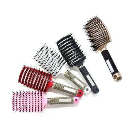 Large Curved Comb Ribs Comb Pig Bristle Anti-static Bending Massage ...