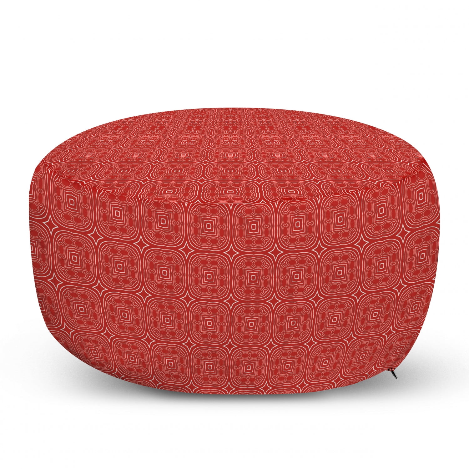 Ethnic Pouf Cover with Zipper, Diagonal Geometry of Funky Oriental ...
