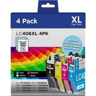 Generic LC406 Ink Cartridges for Brother Printer Replacement 4 Pack ...