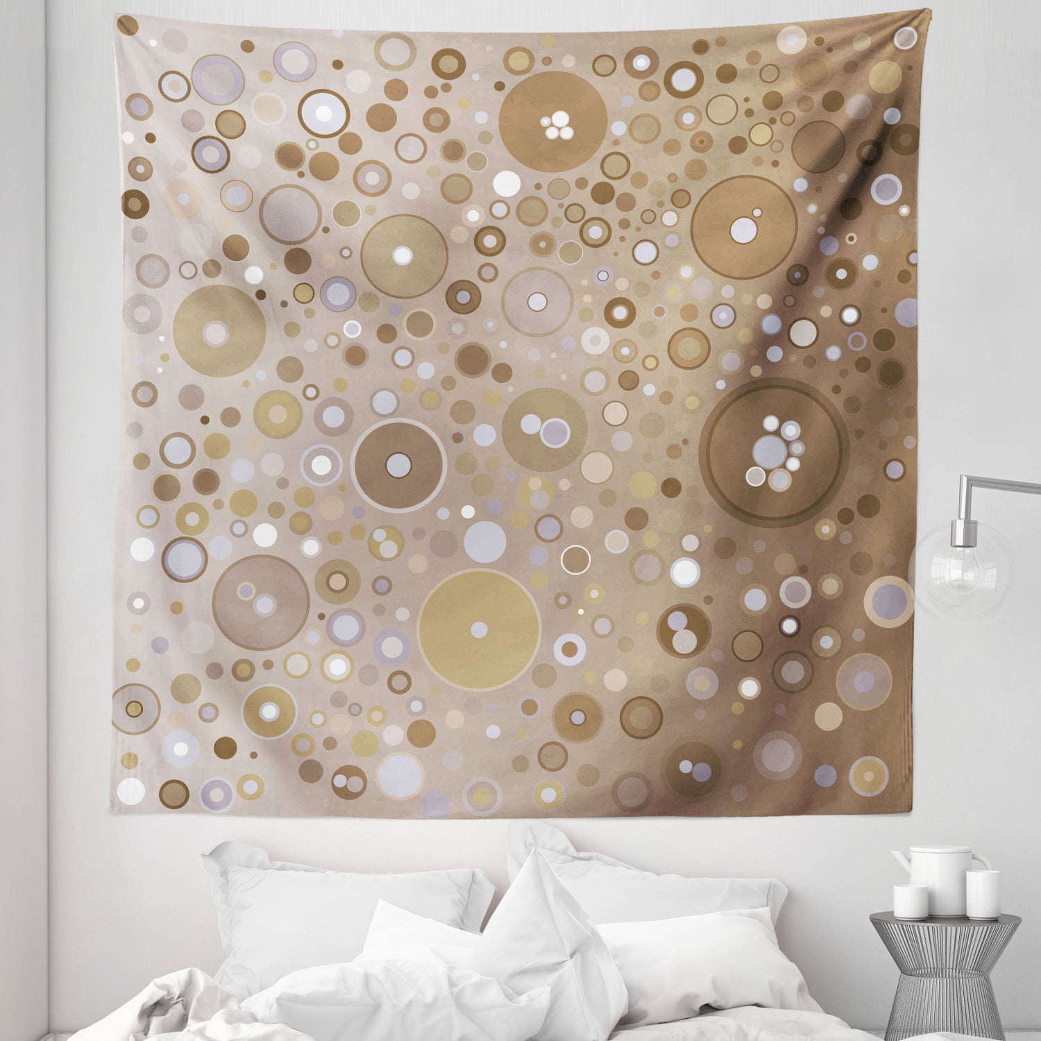 Tan Tapestry, Soft Colored Circles and Dots in Different Sizes Bubble ...