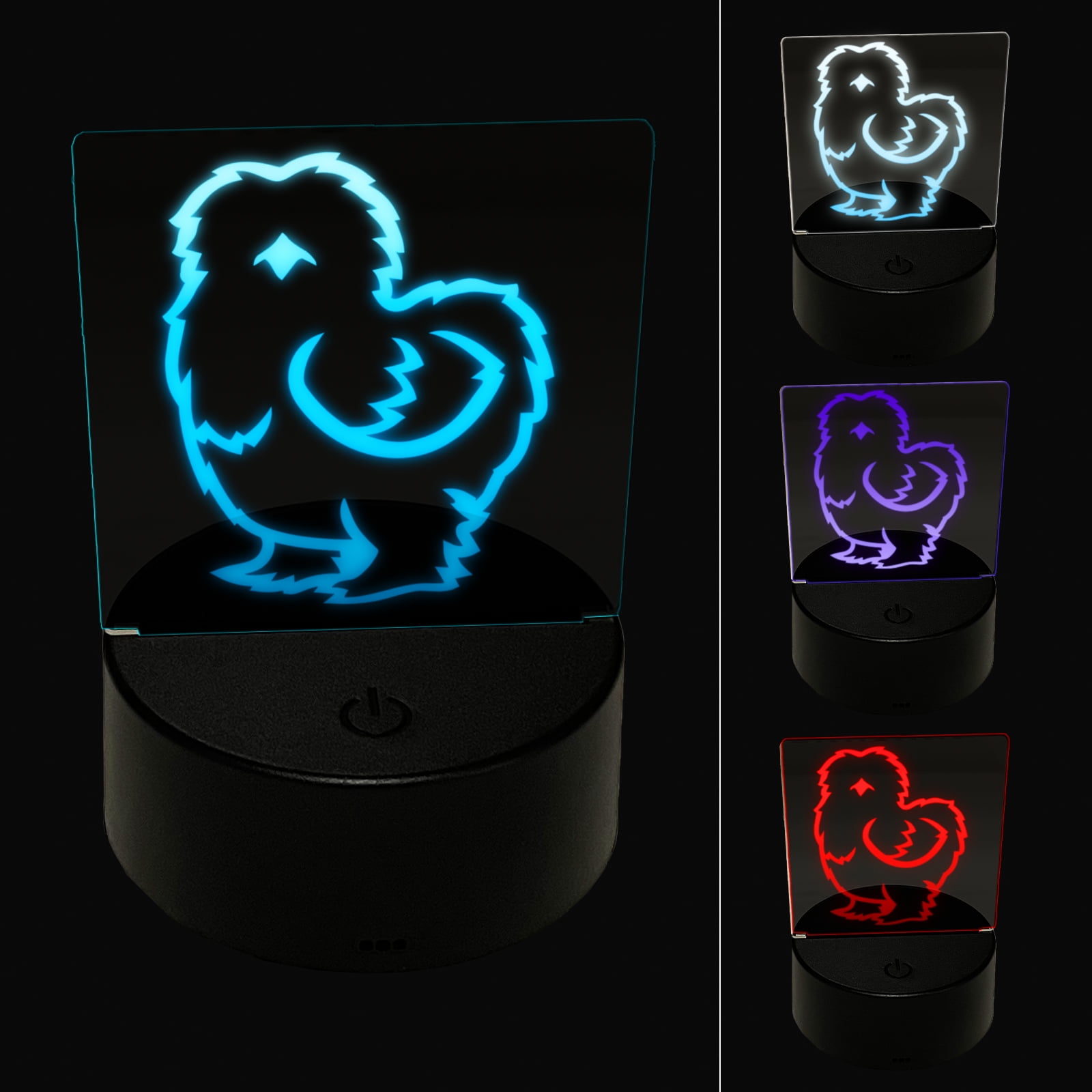 Fluffy Silkie Chicken LED Night Light Sign 3D Illusion Desk Nightstand ...