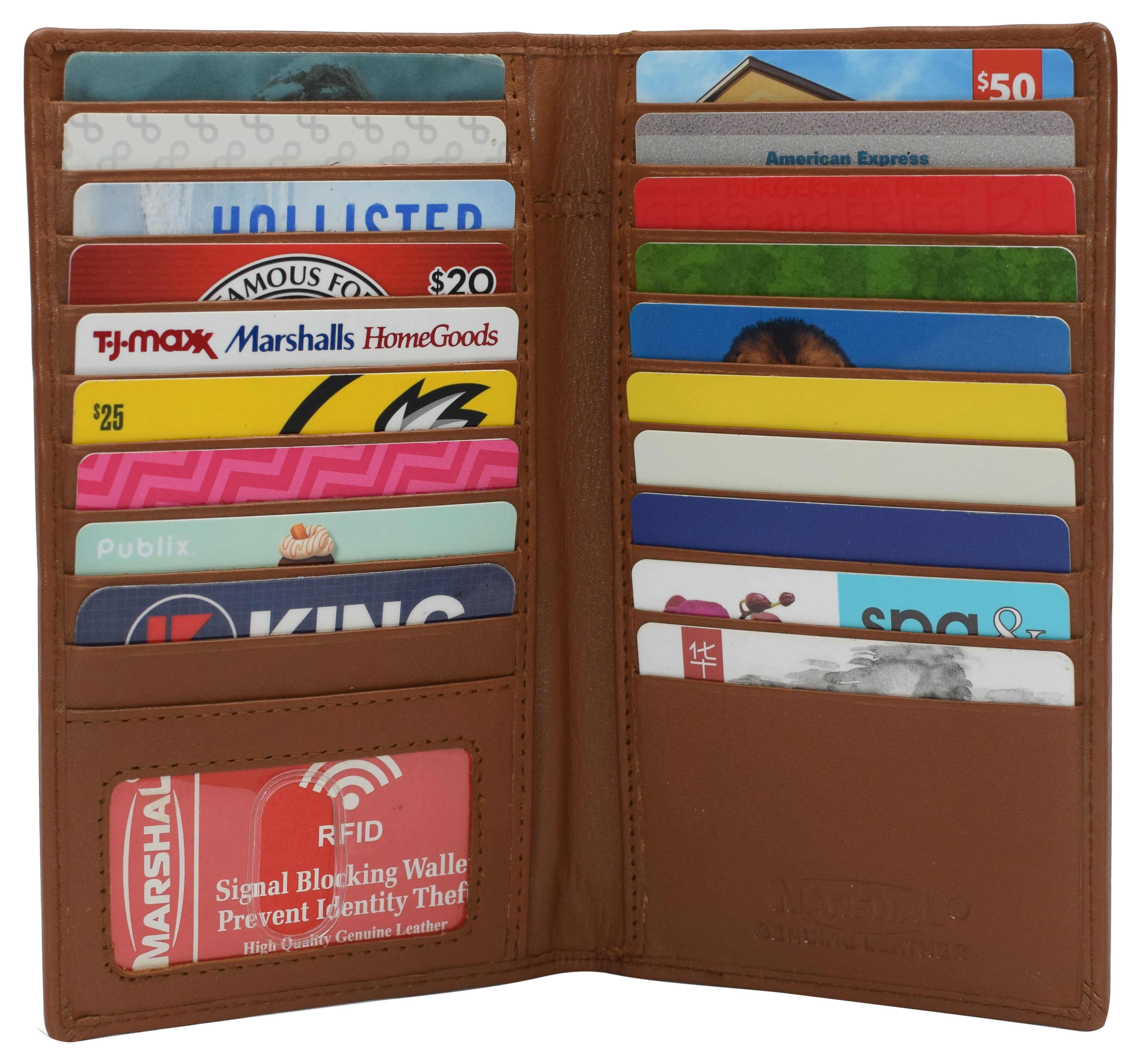 Genuine Leather Mens Long ID 19 Credit Card Security Wallet RFID ...