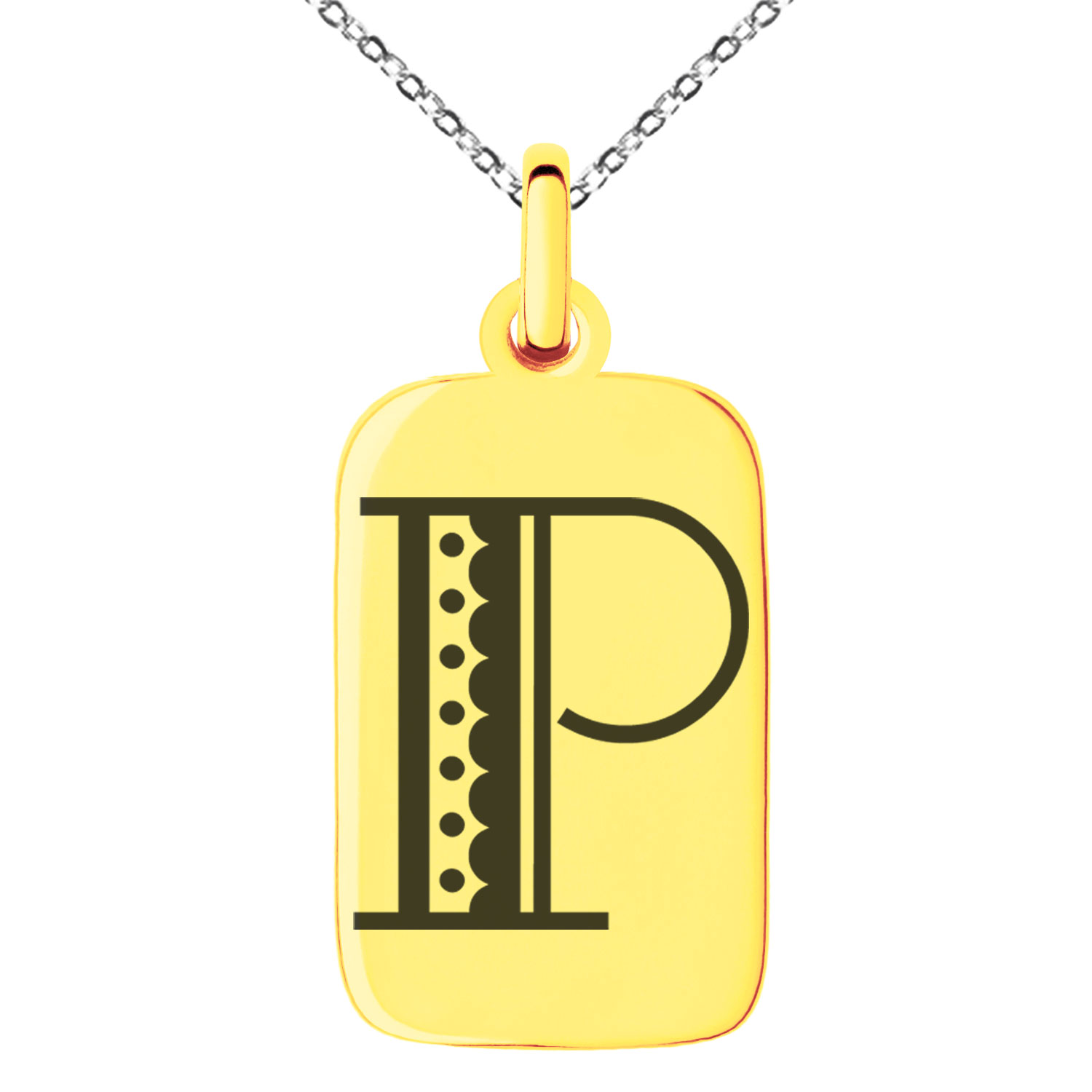 Stainless Steel Letter P Initial Metro Retro Monogram Engraved Small ...