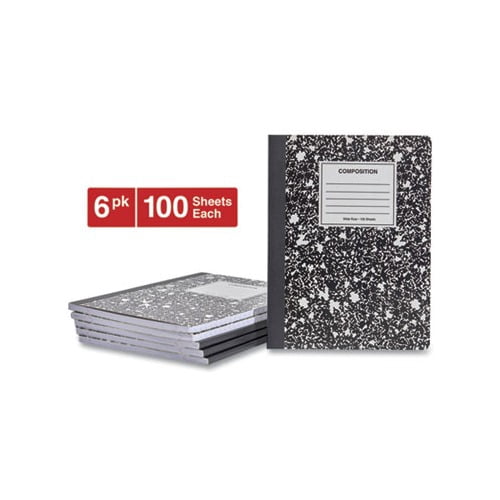 Composition Book Wide/Legal Rule, Black Marble Cover, 9.75 x 7.5, 100 ...