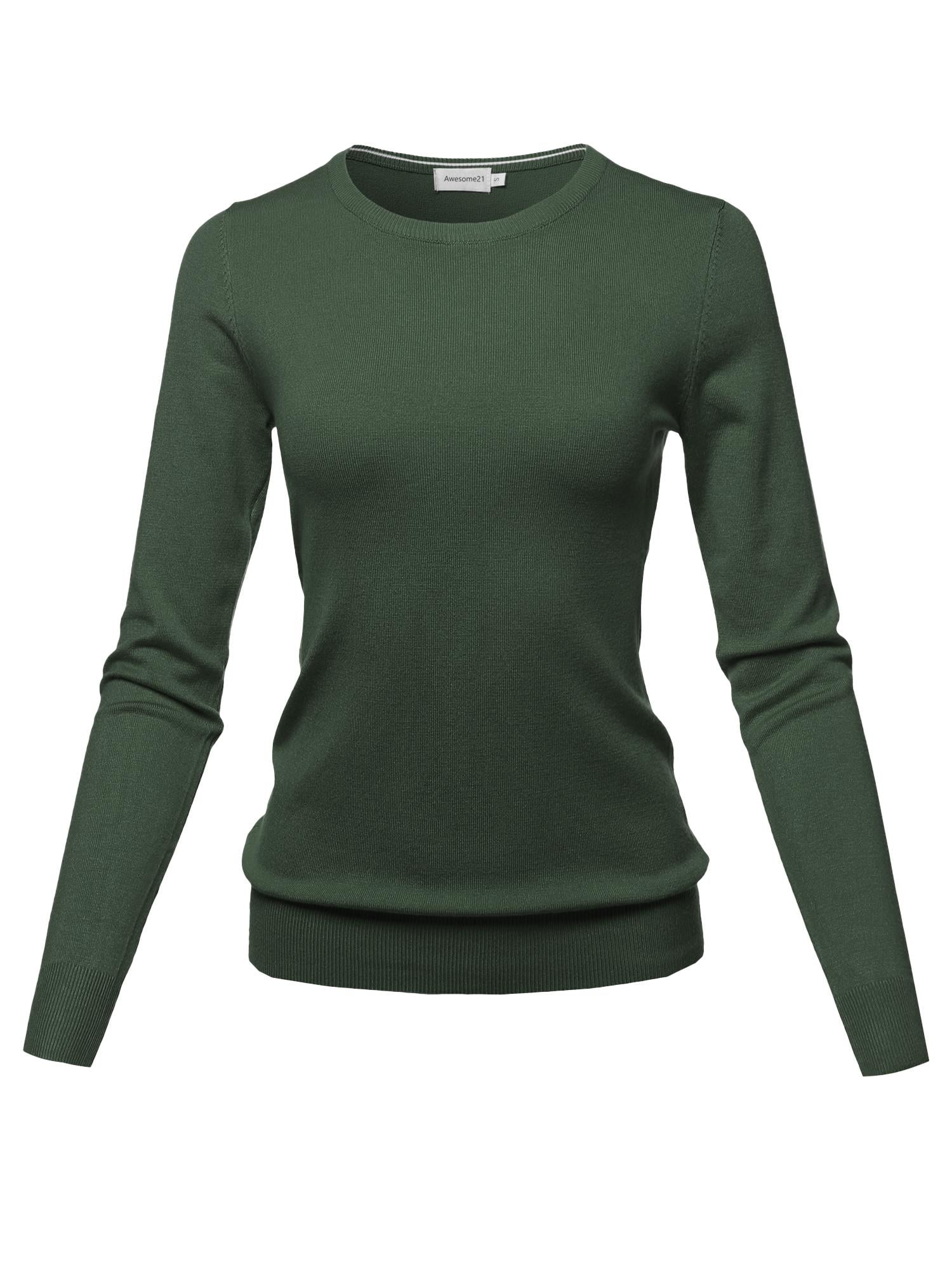 FashionOutfit Women's Solid Basic Viscose Nylon Crew Neck Sweater Top ...