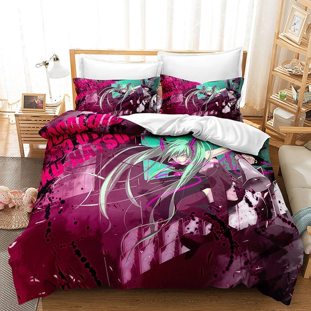 Anime Hatsune Miku 3-Piece Duvet Cover Set Bedding Set Ultra Soft ...