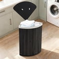 Bamboo Laundry Hamper – Large Corner 58L with Lid – Collapsible Wicker ...