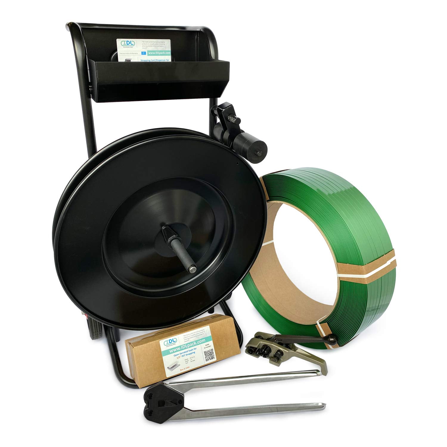 IDL Packaging 1/2" Polyester Strapping Kit, PRO with Dispenser - All You Need to Strap a Pallet ...