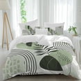 4 Piece Duvet Cover Set Queen, Abstract Mid Century Green Color Block ...