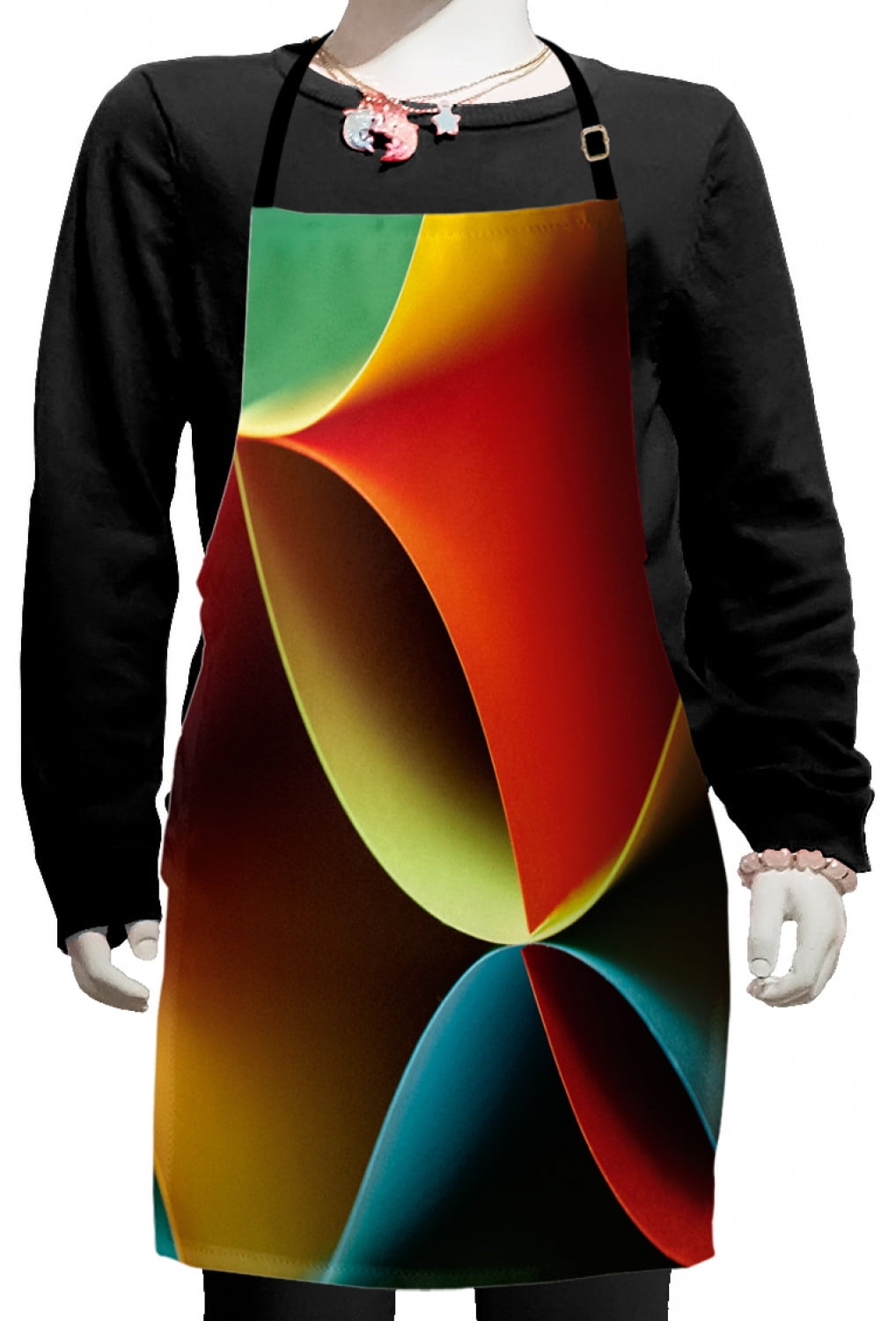 Abstract Kids Apron, Graphic Curved Origami Design with Colored Details ...