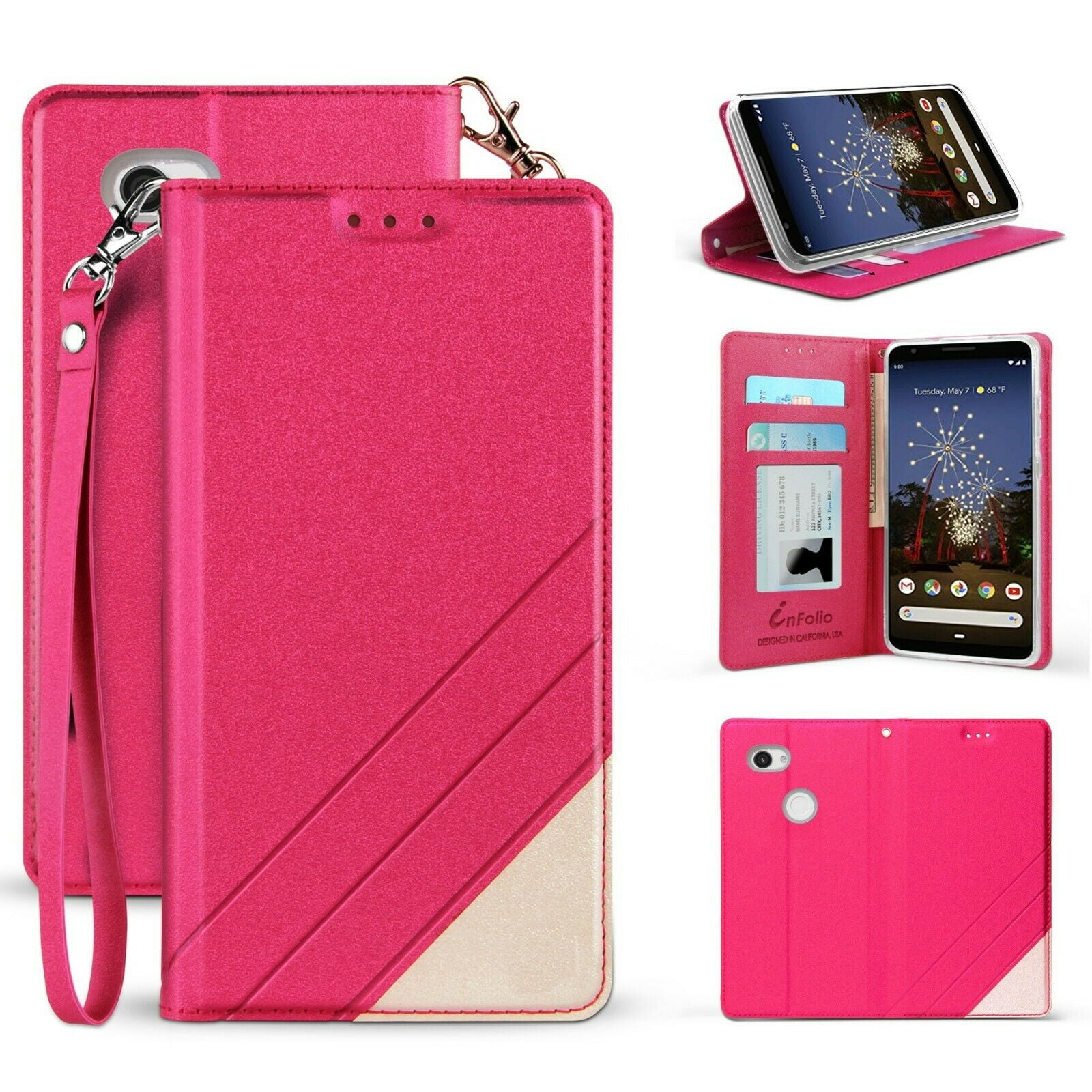 for Google Pixel 3A Case Phone Case Hybrid 2-Tone Wallet Kick stand ...