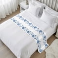 Blue Roses Bed Runner Twin Size Botanical Floral Leaf Vintage Soft Bed ...