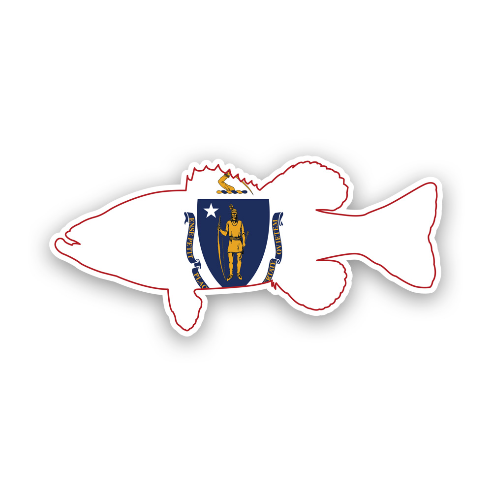 Massachusetts Bass Flag Sticker Decal - Self Adhesive Vinyl ...