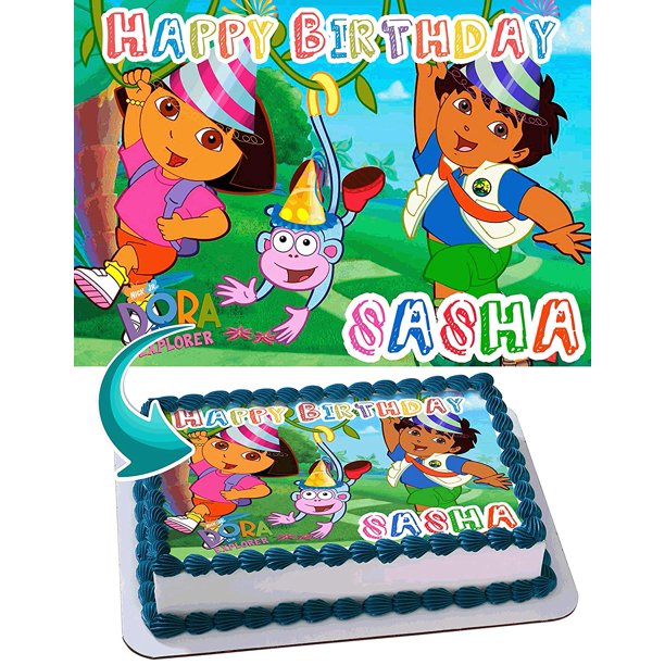 Dora the Explorer - Edible Cake Topper - 11.7 x 17.5 Inches 1/2 Sheet ...