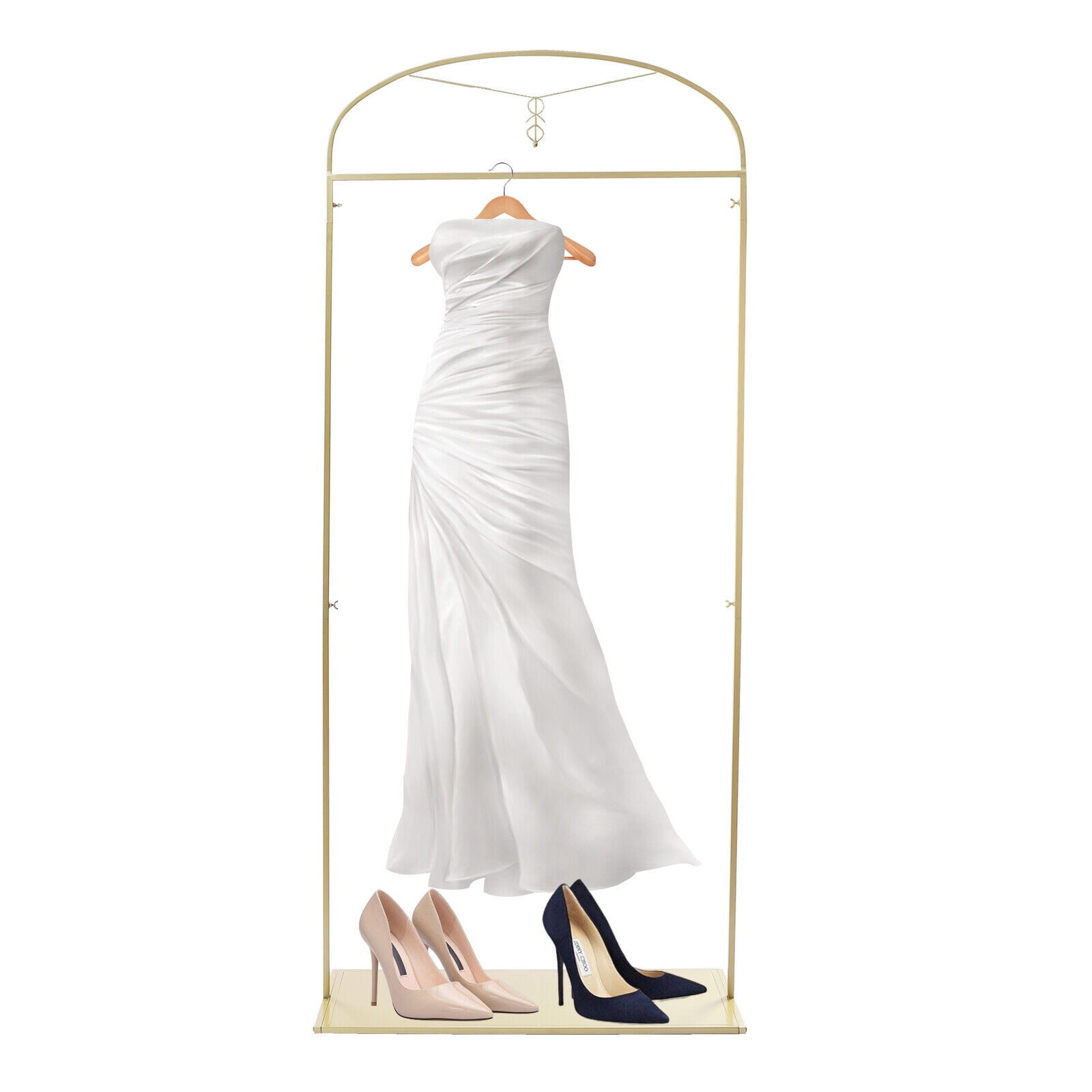 Fichiouy Metal Clothes Rack Freestanding Garment Wedding Dress Display ...