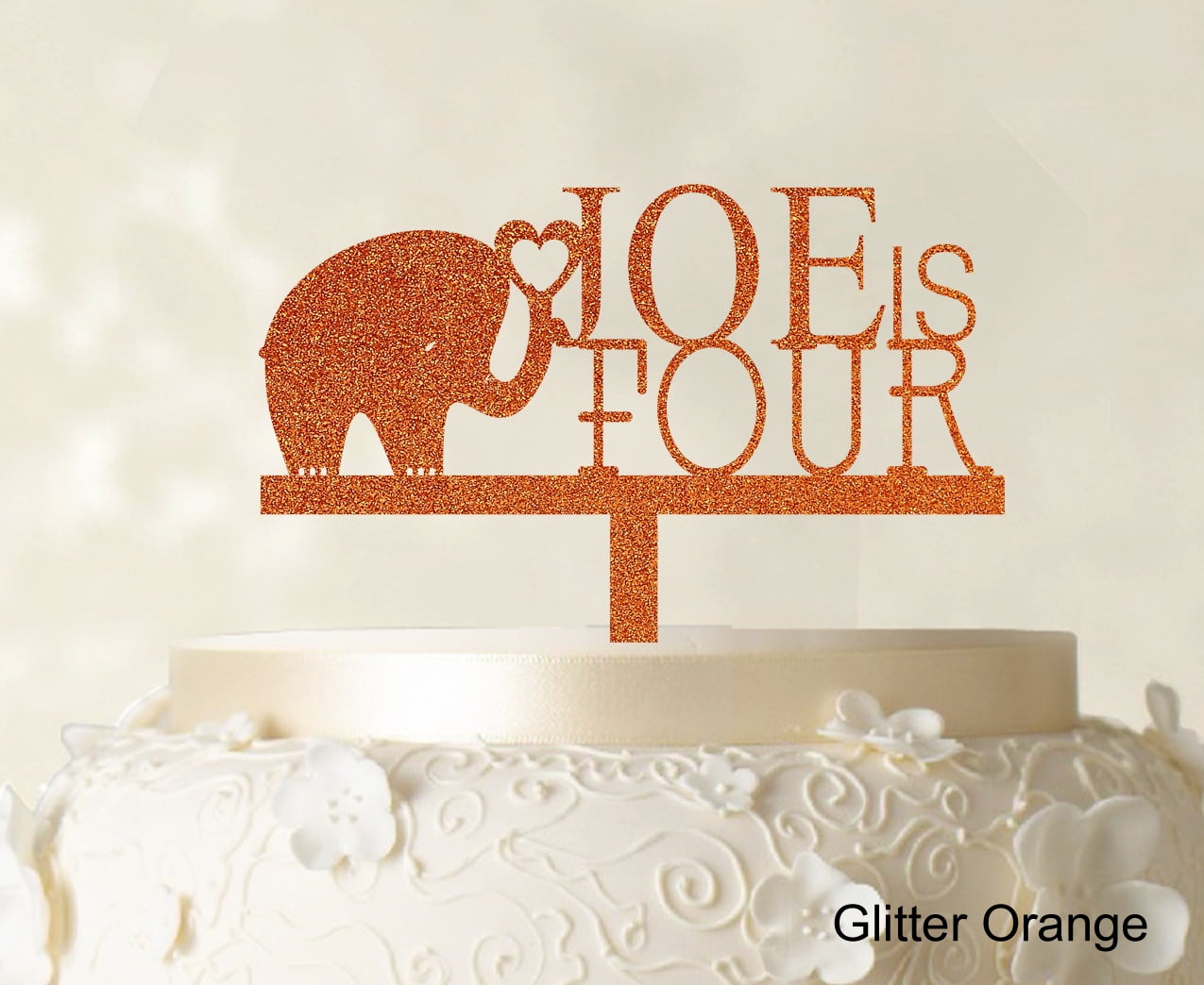 "Kids Birthday Cake Topper Personalized Glitter Orange Cake Topper ...