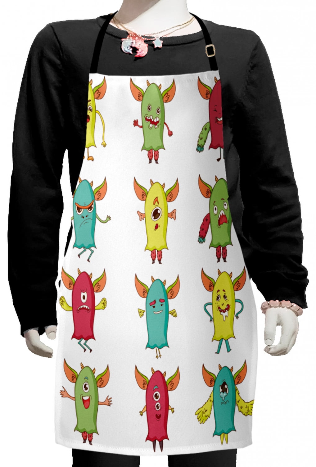 Alien Kids Apron, Colorful Bizarre Monstrous Characters on a Plain ...