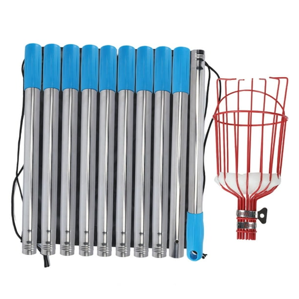 Heavy Duty Fruit Picker with Metal Basket & Foam Pad Extension Pole 10 ...