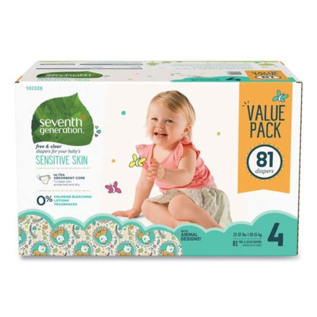 Seventh Generation Free & Clear Baby Diapers, Size 4 - 81 Count ...