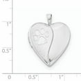 Sterling Silver Rhodium-Plated Satin & Polished Paw Prints Heart Locket ...