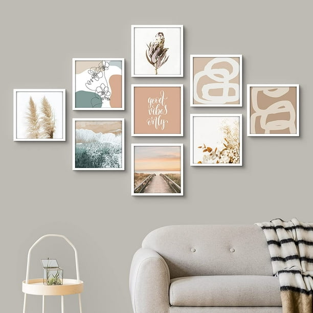 PixonSign 9 Piece 8" x 8" Gallery Wall Art Prints Picture Frame Set for ...