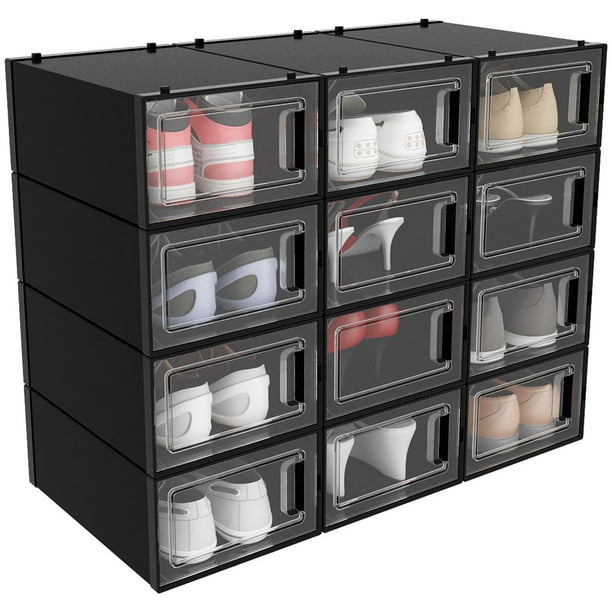 Dwvo 12pcs Shoe Box Storage Clear Organizer Stackable Sneaker Case