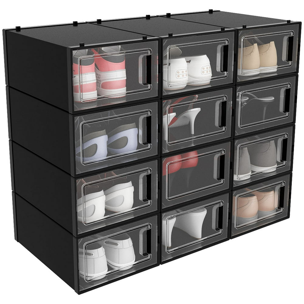 Dwvo 12pcs Shoe Box Storage Clear Organizer Stackable Sneaker Case