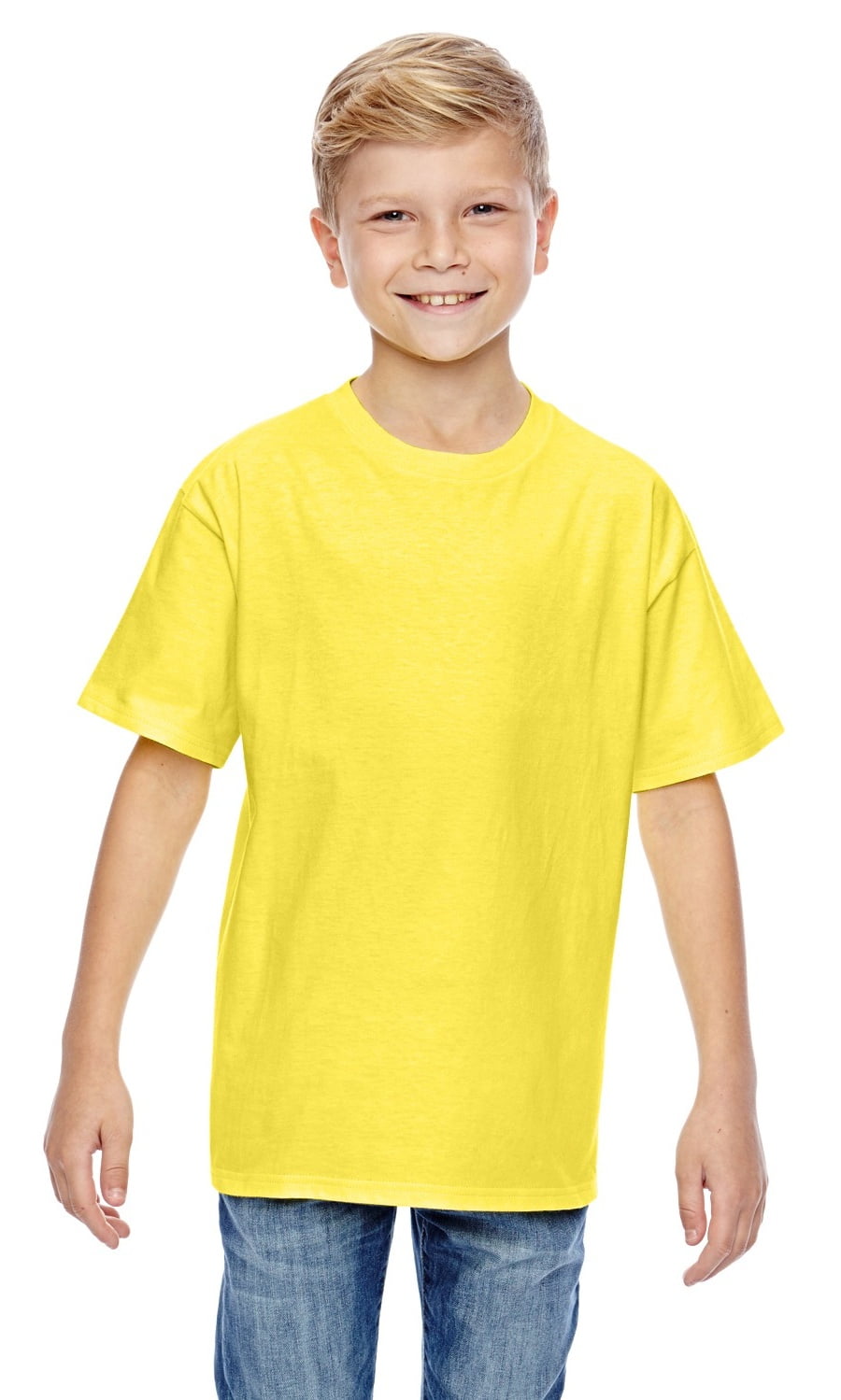 Hanes Youth Ringspun Cotton Nano, Little Boy, Male T-Shirt - YELLOW - S ...